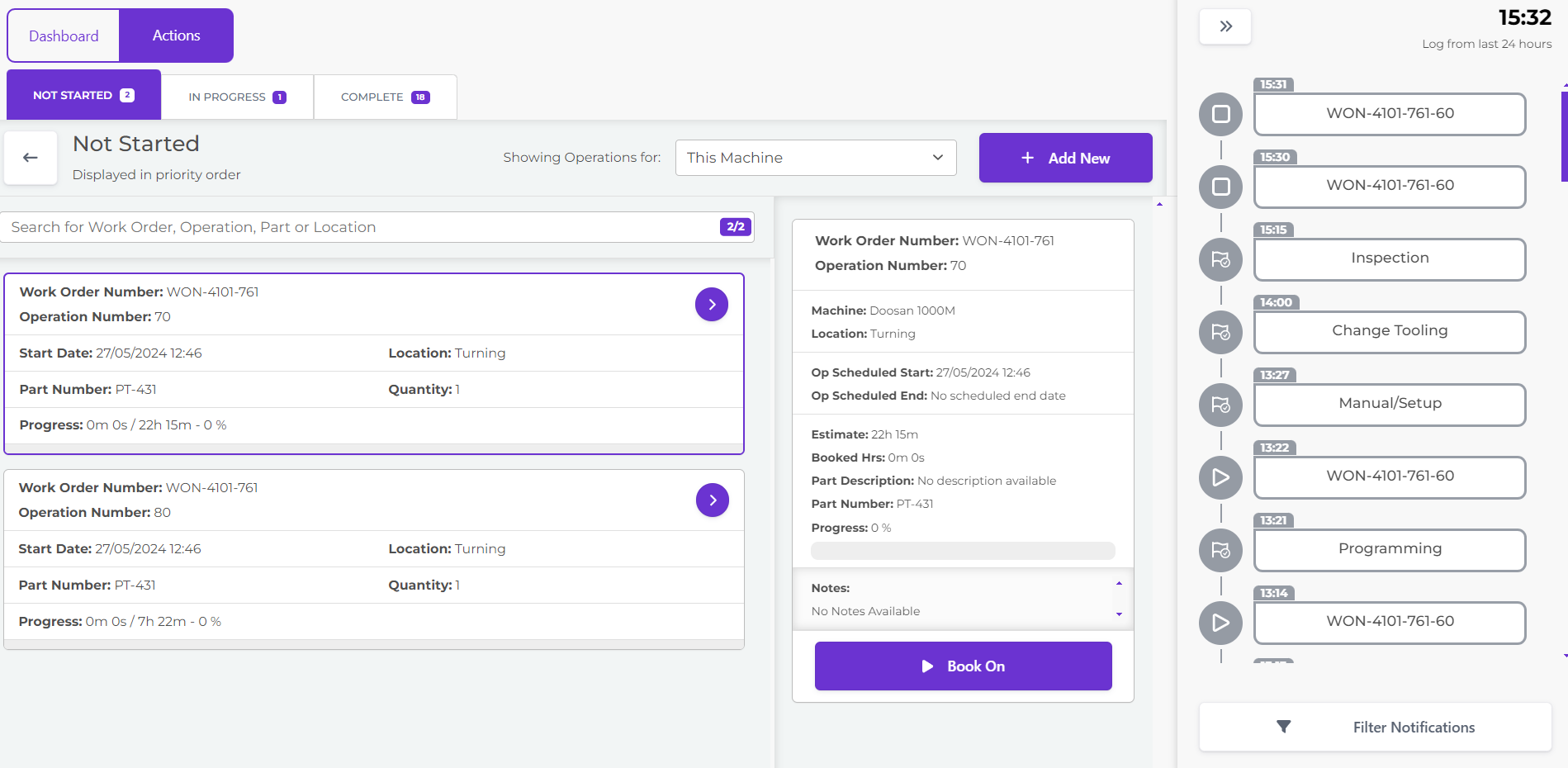 Work Order Tablet View